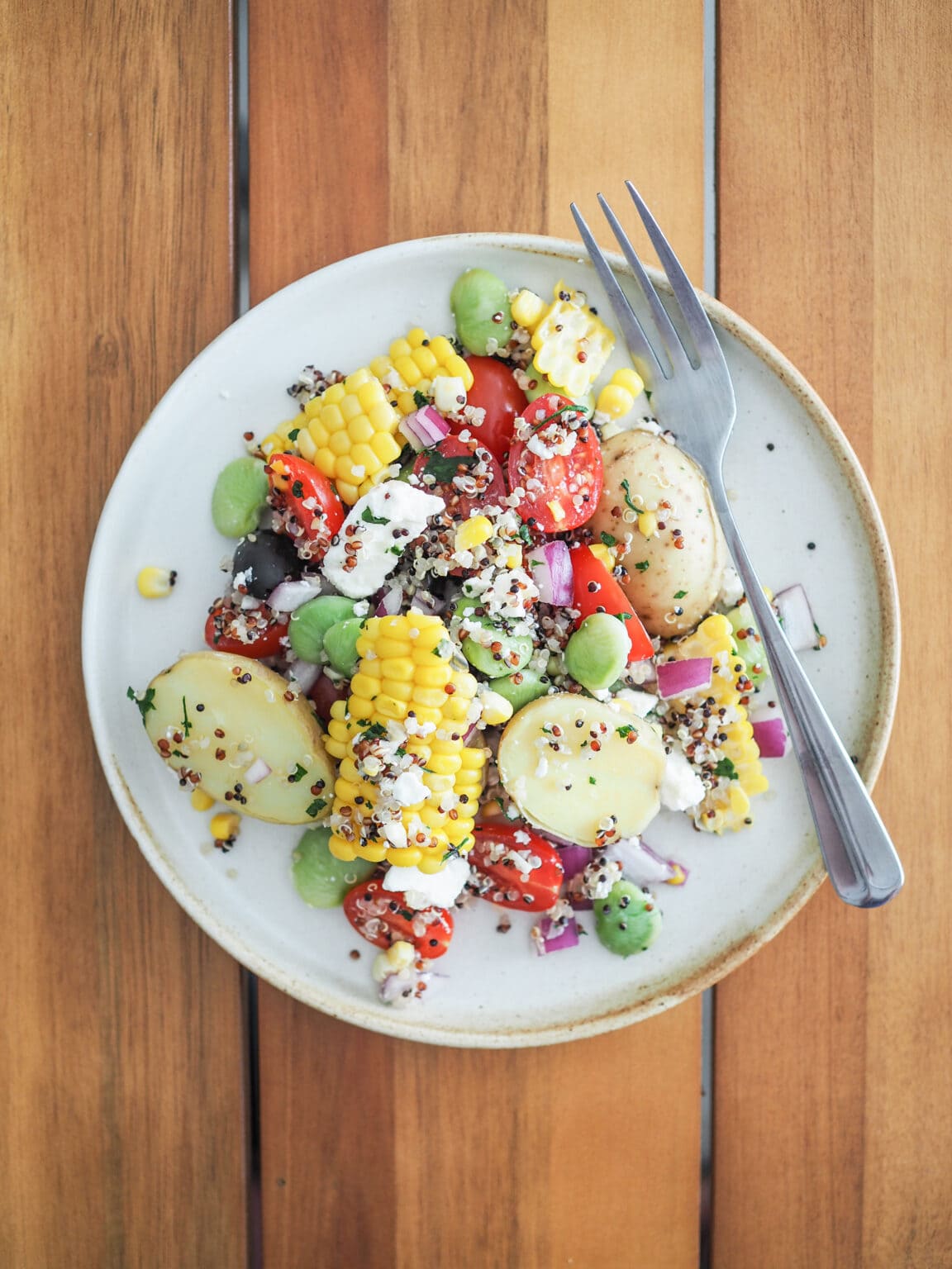 Solterito (Peruvian Corn, Lima Bean, + Potato Salad)